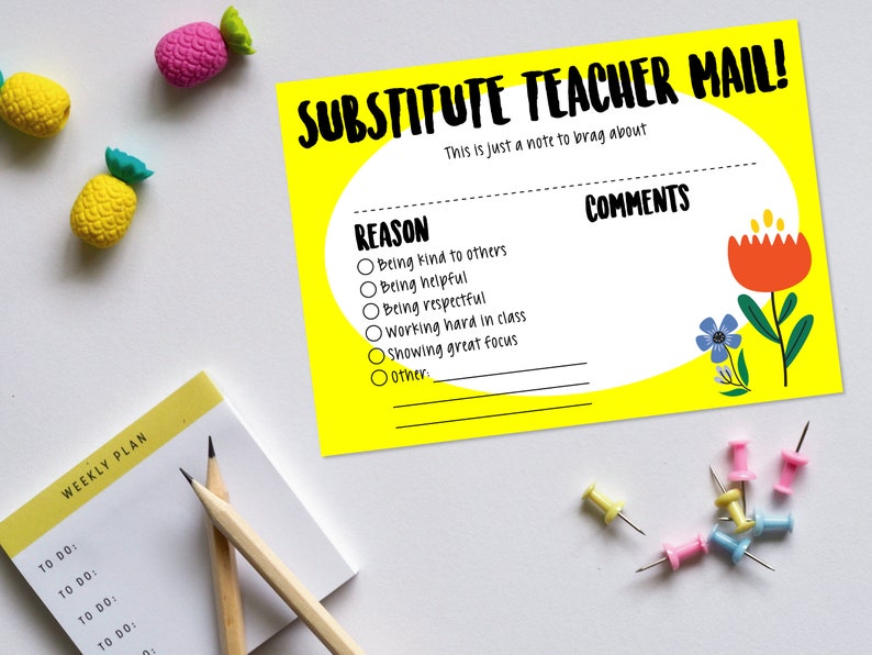 Substitute Teacher Note Printable Substitute Teacher Happy - Etsy