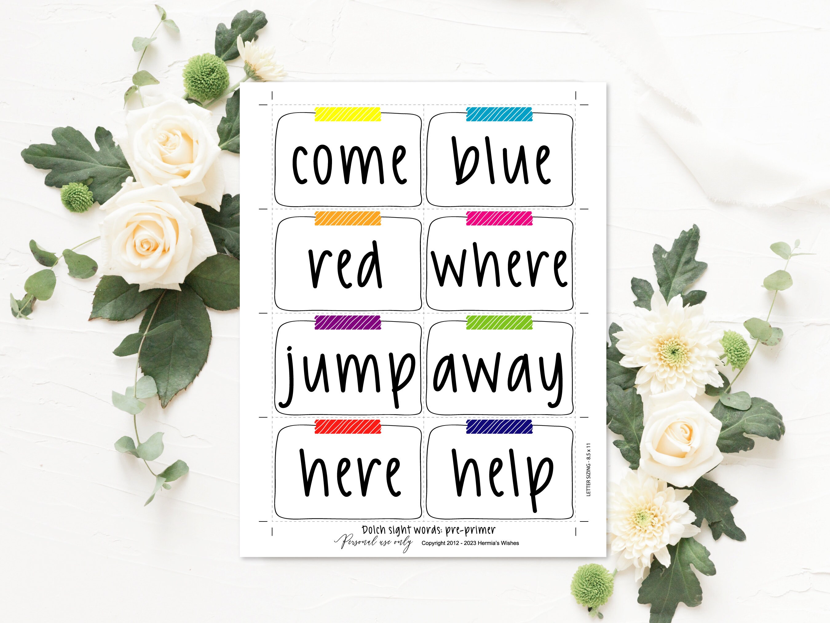 Dolch Printable Flash Cards Pre K Kindergarten Teacher - Etsy