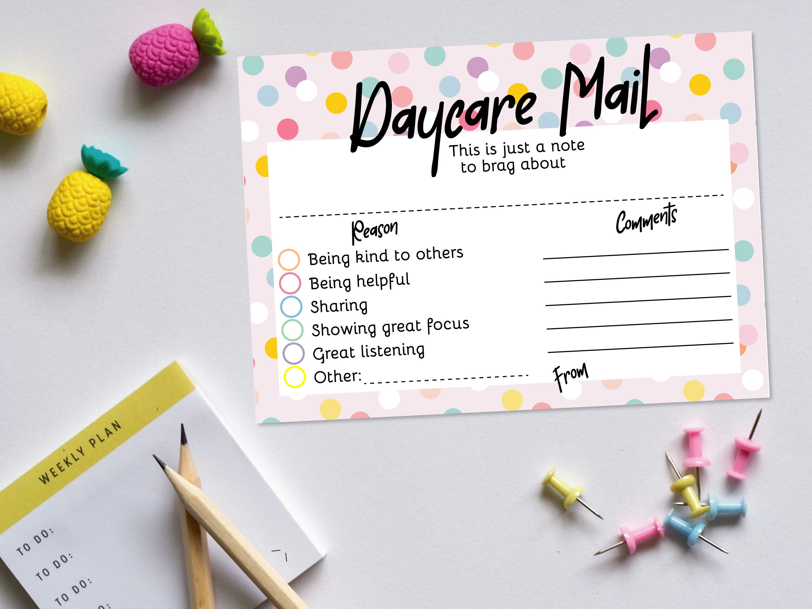 Daycare Mail, Note From Daycare Teacher, Daycare Report, Preschool ...