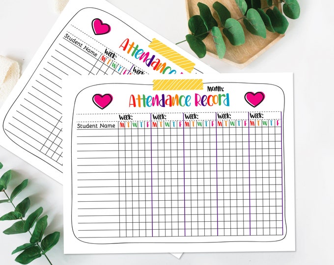 Editable Multicolor Student Attendance Tracker (4 Weeks), Daycares ...