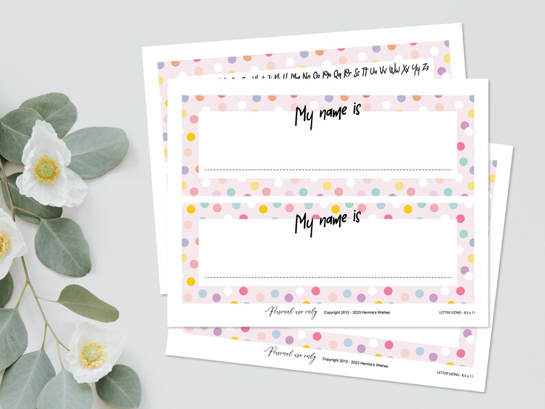 Editable Rainbow Classroom Labels Student Desk Plates Printable, Polka ...