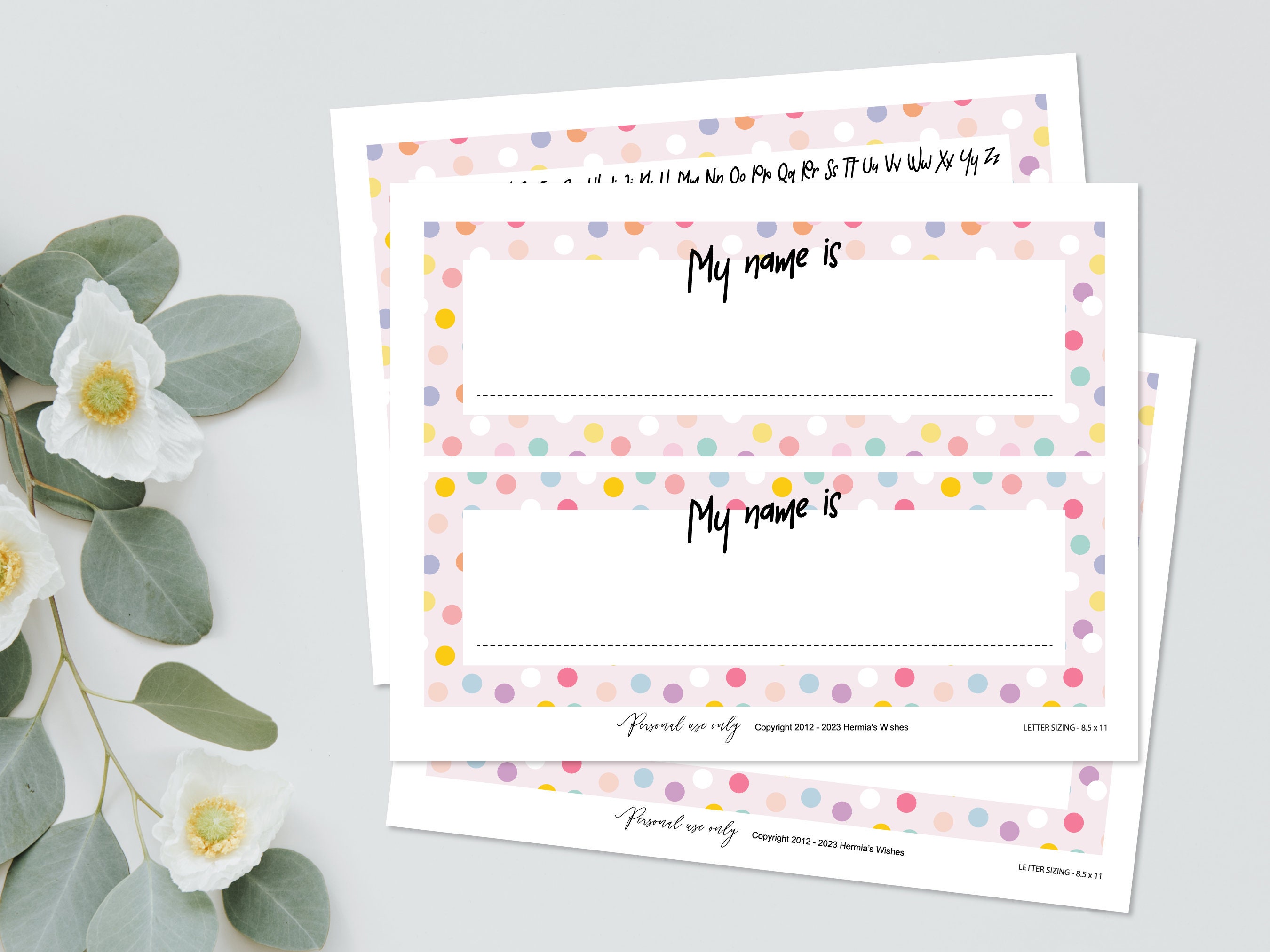 Editable Rainbow Classroom Labels Student Desk Plates Printable, Polka ...