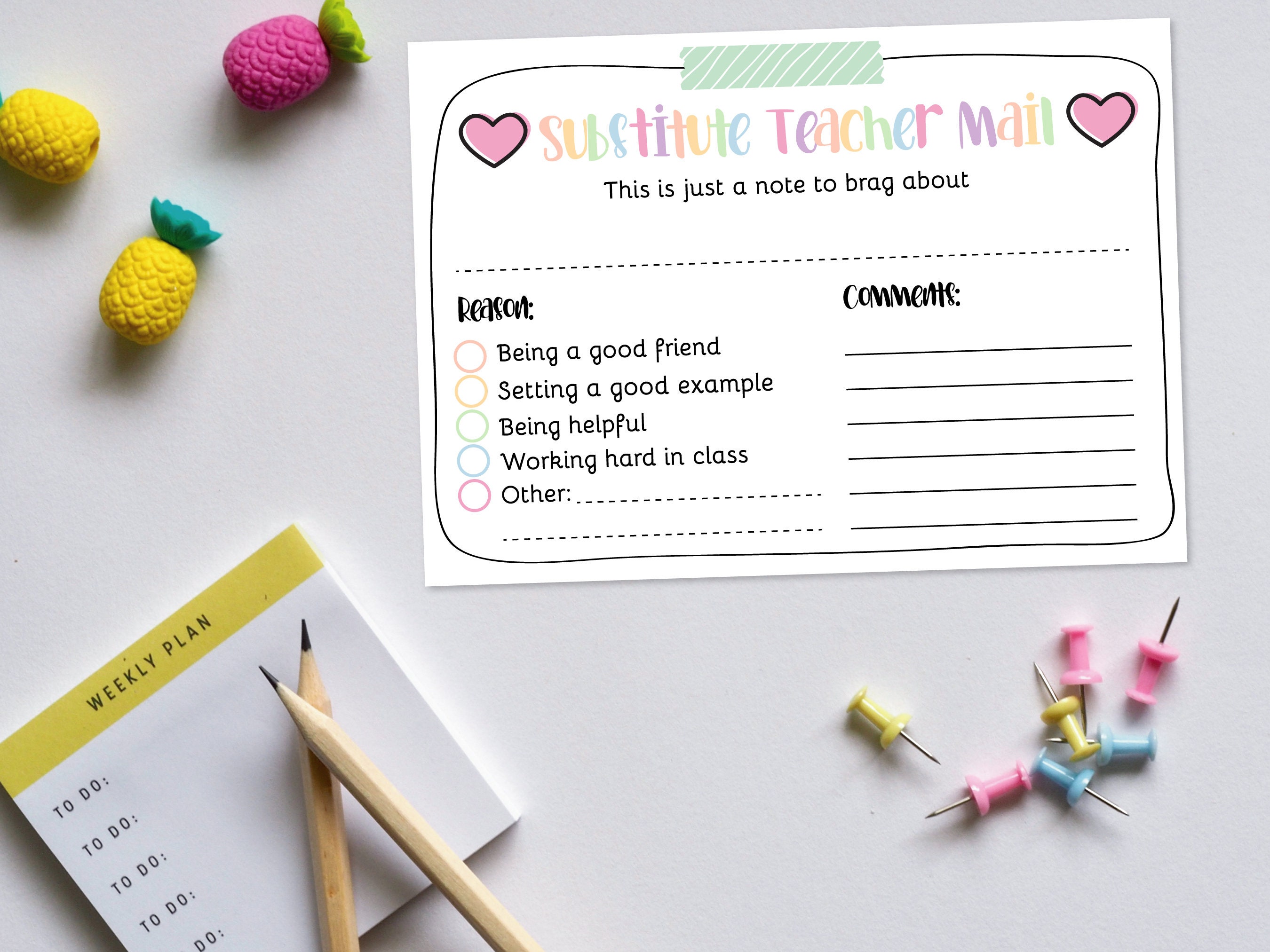Pastel Teacher Resources Sub Teacher Mail Printable, Substitute Teacher ...