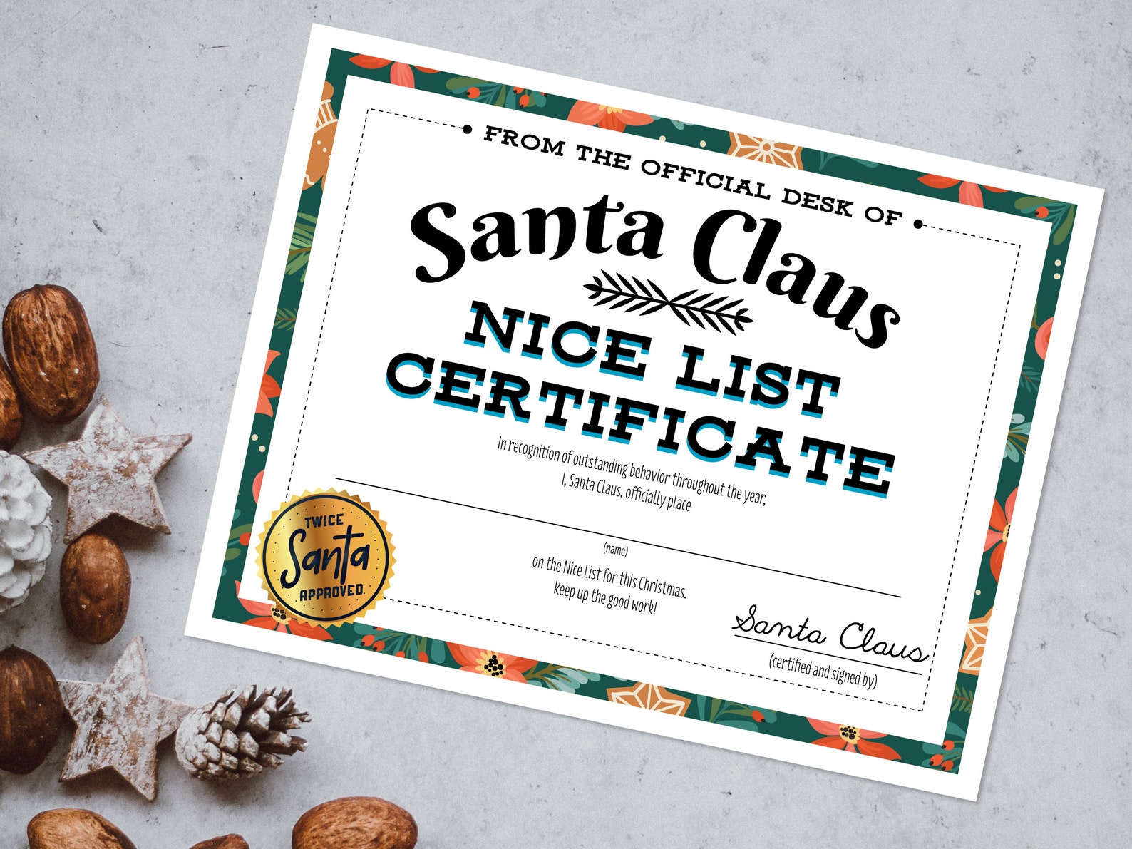 Nice List Certificate, Santa's Nice List Certificate, Santa Nice List ...