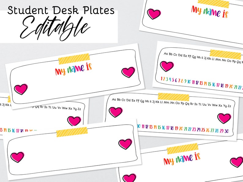 Editable Rainbow Classroom Labels Student Desk Plates Printable, Bright ...