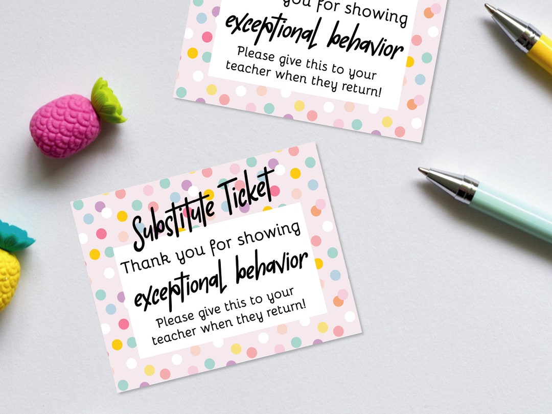 Sub Ticket Printable, Parent Communication, Substitute Teacher, Student ...