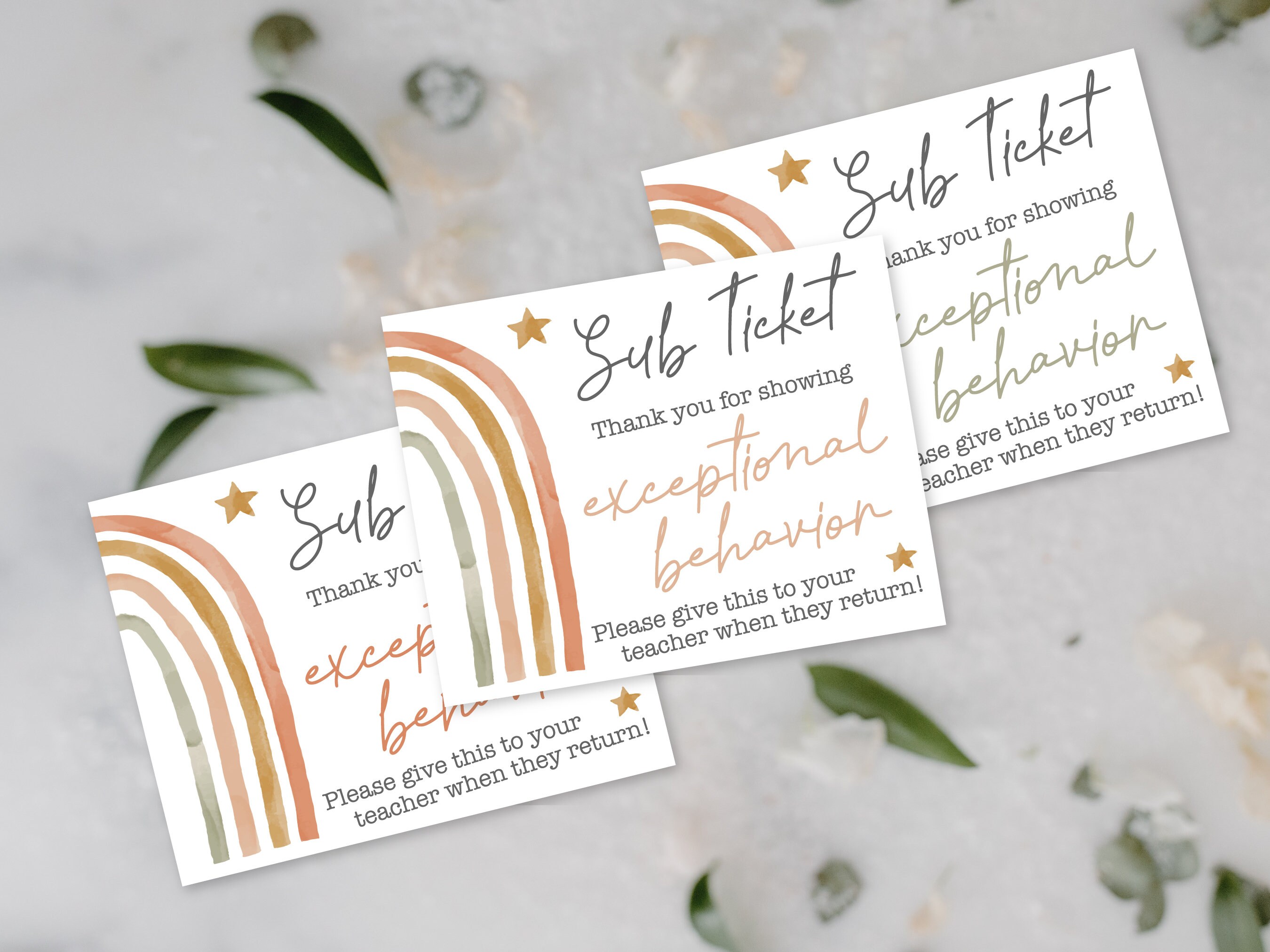 Boho Teacher Resources Sub Ticket Printable, Substitute Teacher ...