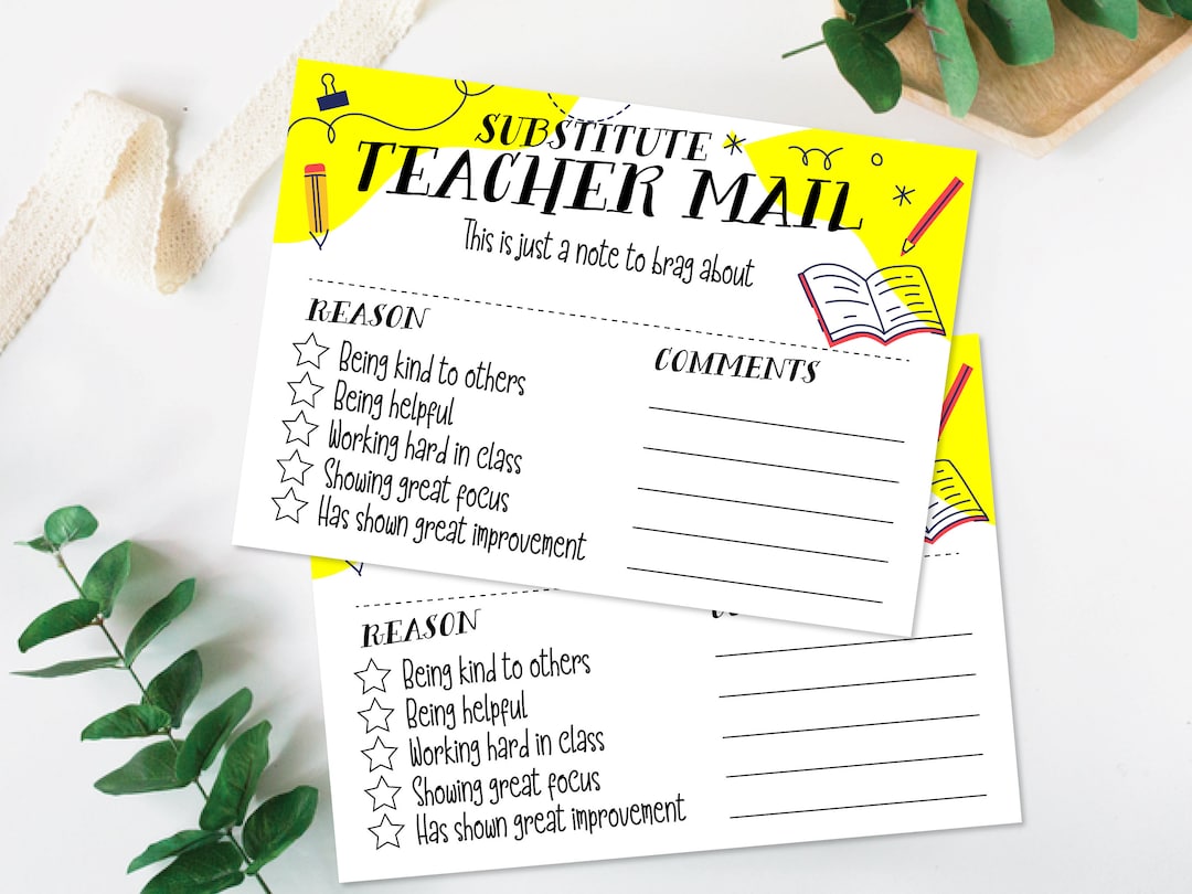 Note From the Substitute Teacher, Teacher Mail, Substitute Teacher ...