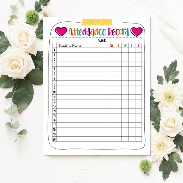 Attendance Sheet - Etsy