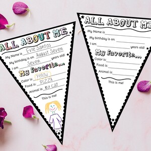 First Week Classroom Activities, All About Me Pennant, Get to Know Your ...