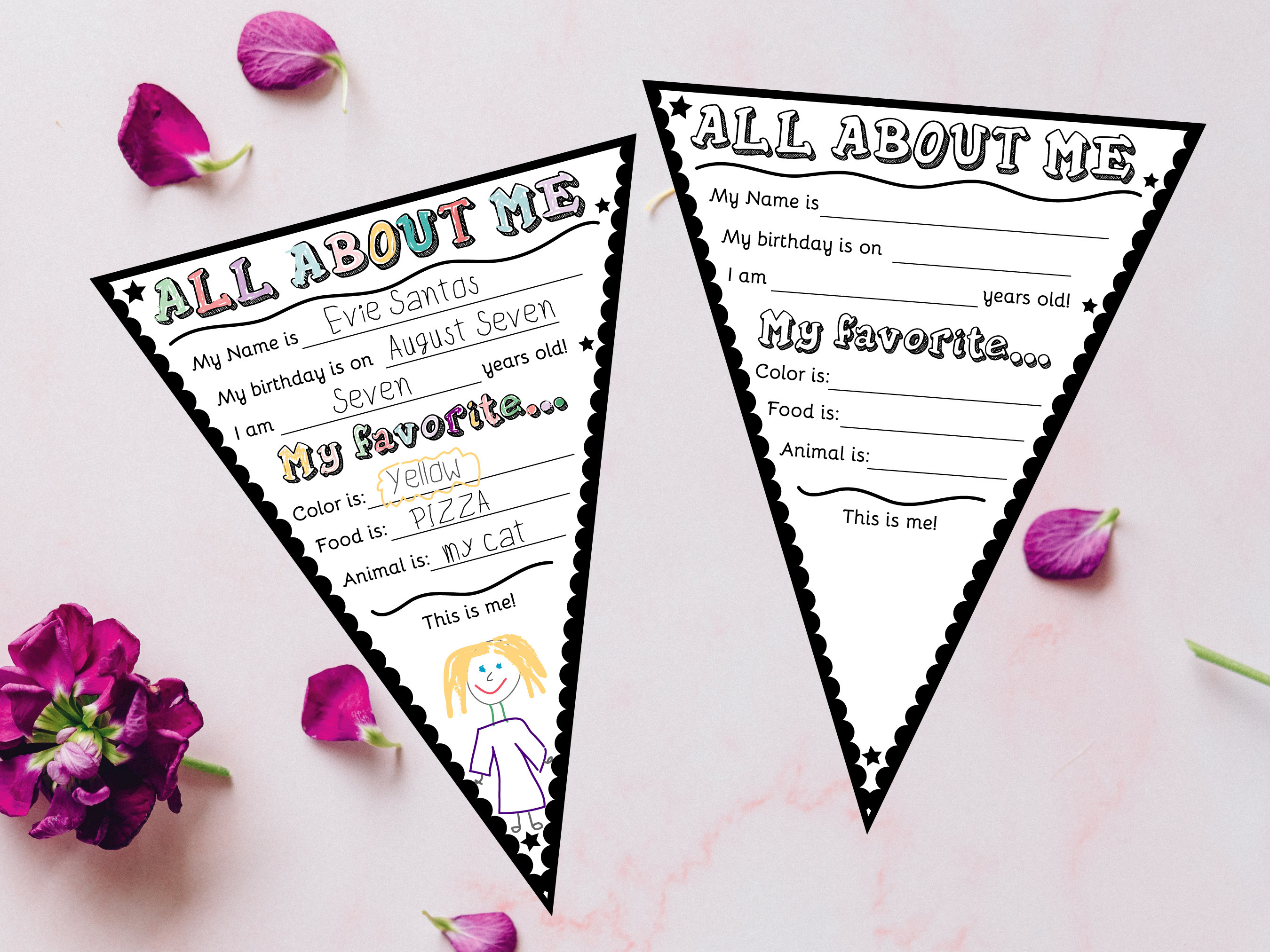 First Week Classroom Activities, All About Me Pennant, Get to Know Your ...