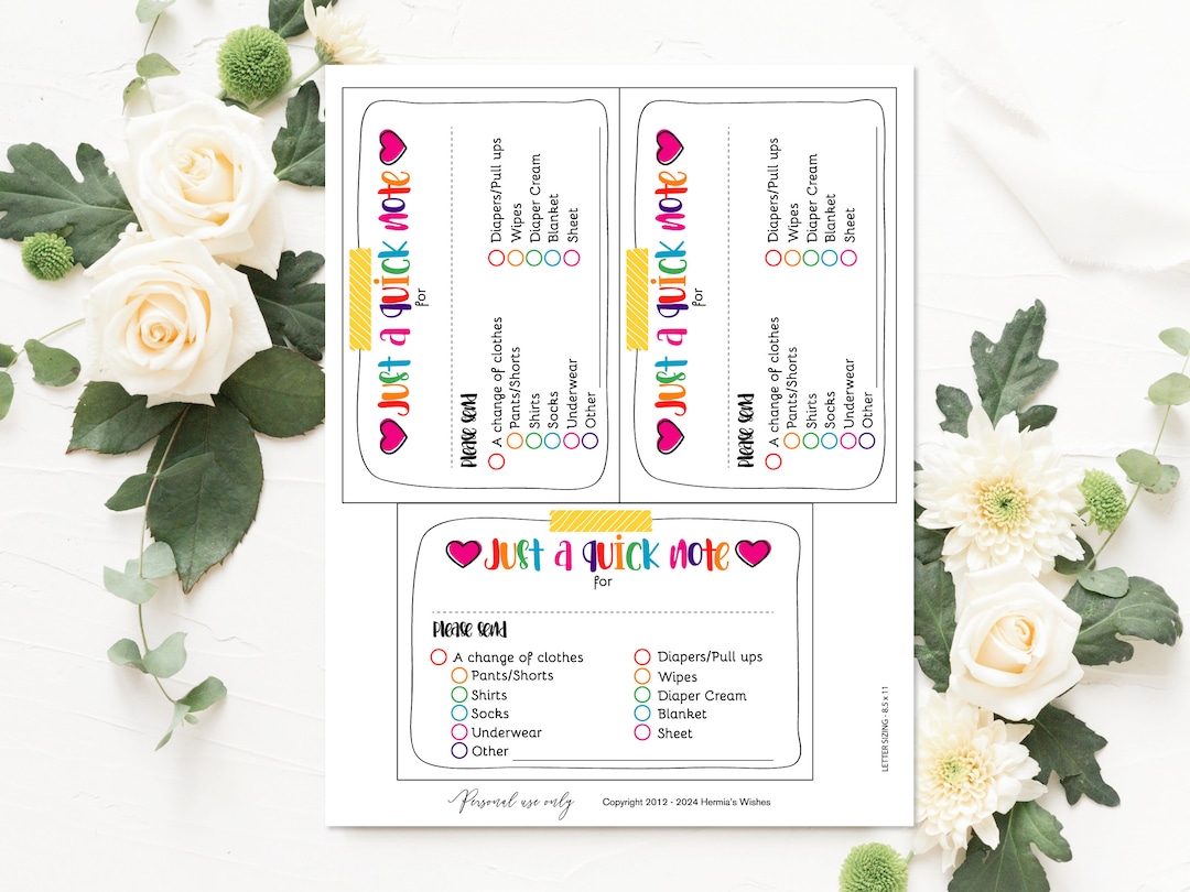 Daycare Mail, Daycare Note Home, Rainbow Daycare Card, Note From ...