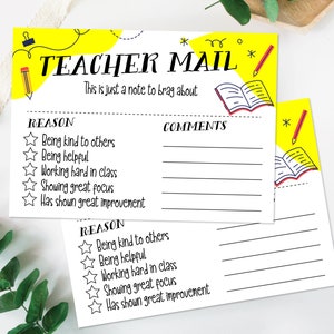 Bright Teacher Brag Note Home, Teacher Mail, Teacher Report, Reward ...