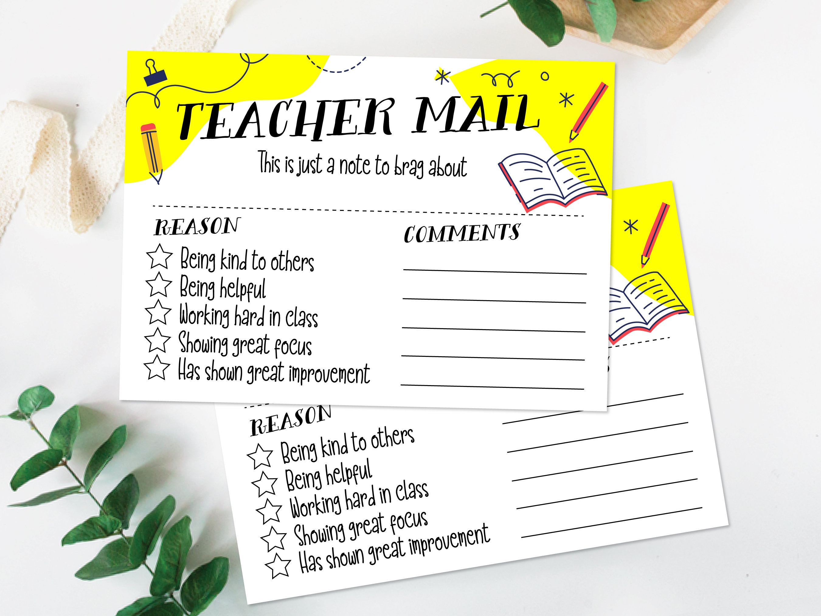Bright Teacher Brag Note Home, Teacher Mail, Teacher Report, Reward ...