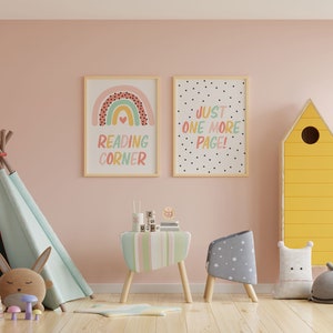Rainbow Reading Corner Poster Set, Classroom Decor, Boho Nursery Wall ...