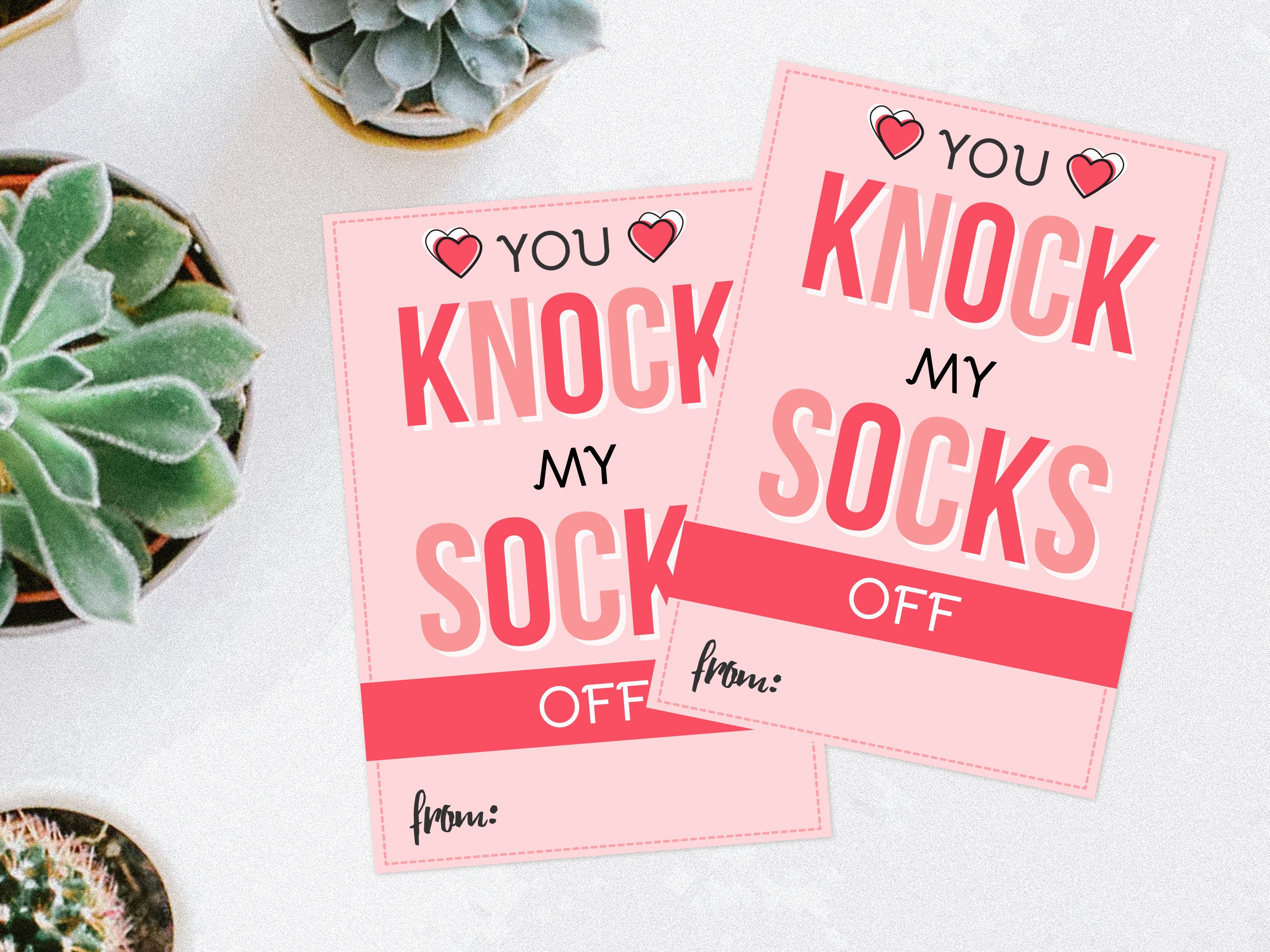 You Knock My Socks off Valentine's Day Tags, Printable Valentines ...