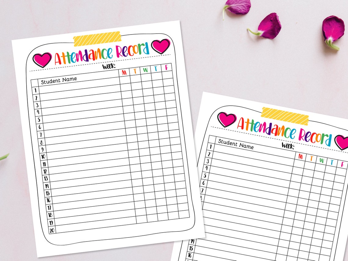 Homeschool Planner, Classroom Attendance Sheet, Teacher Log, Digital ...