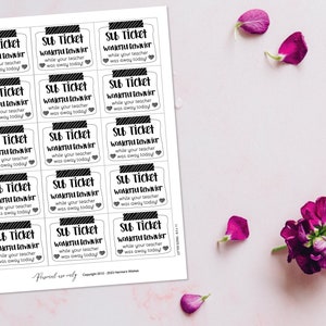 Teacher Resources Sub Ticket Printable, Substitute Teacher, Student ...