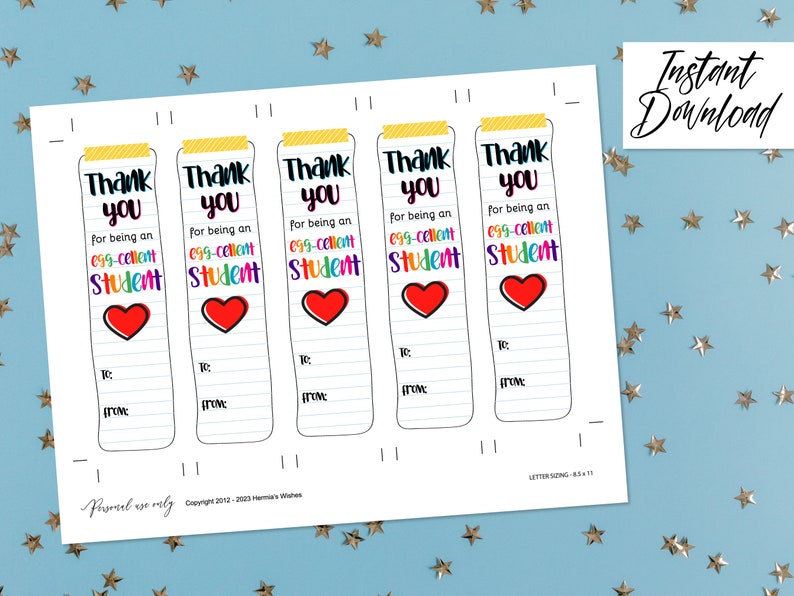 Student Printable Bookmark From Teacher, Eggcellent Student, Student ...