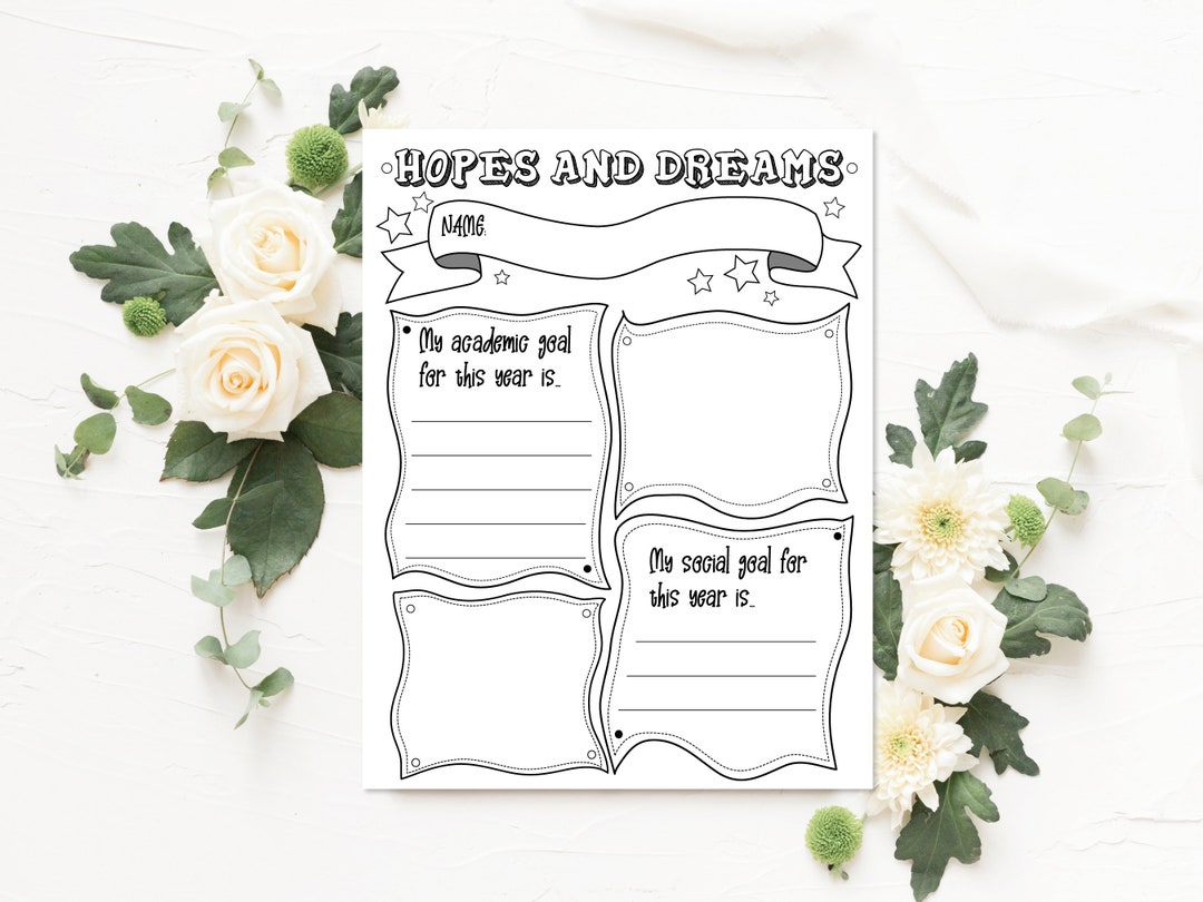 Student Activity, Student Goals, Teacher Resource, Printable, Hopes and ...
