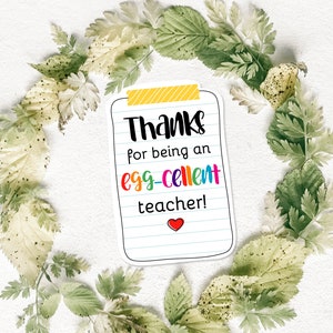 Teacher Appreciation Printable Tag, Graduation Gift, Egg-cellent ...