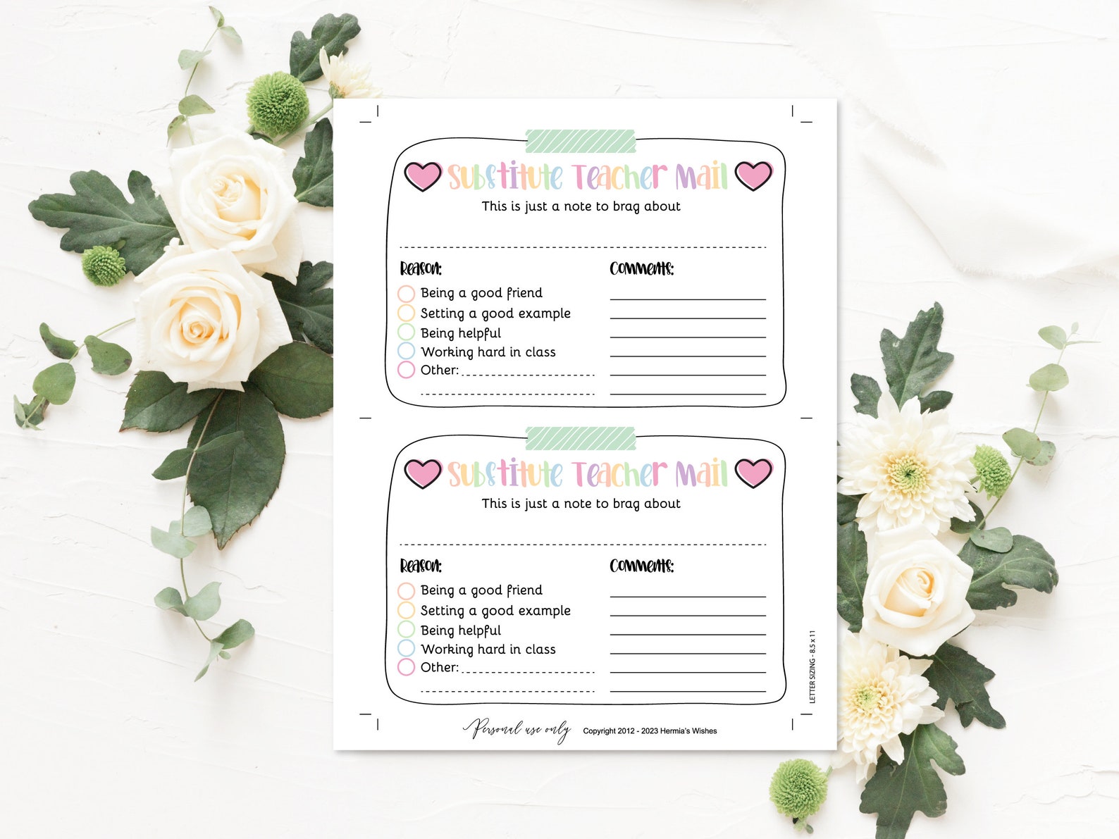 Pastel Teacher Resources Sub Teacher Mail Printable, Substitute Teacher, Happy Mail, Substitute ...