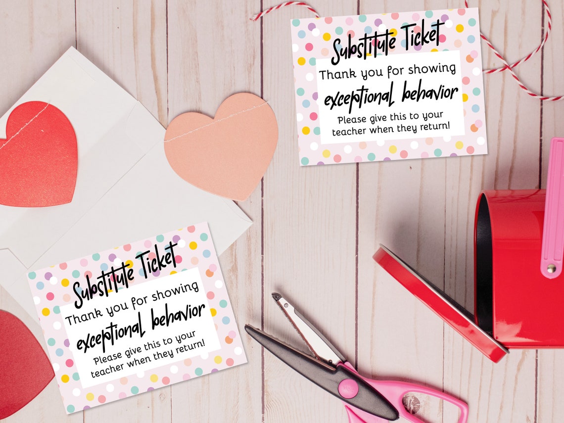 Sub Ticket Printable, Parent Communication, Substitute Teacher, Student ...