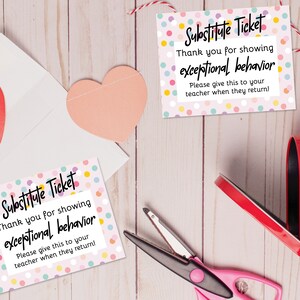 Sub Ticket Printable, Parent Communication, Substitute Teacher, Student ...