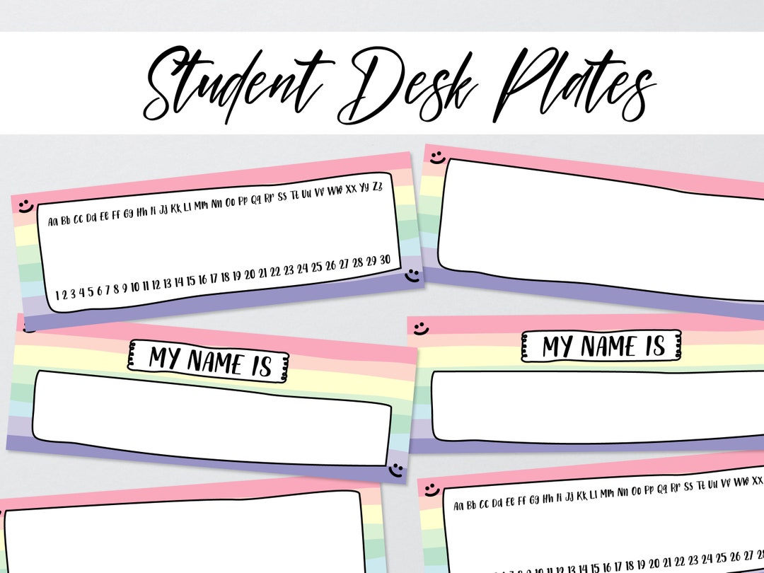 Rainbow Printable Student Desk Plates, Fun Classroom Decor, DIY ...