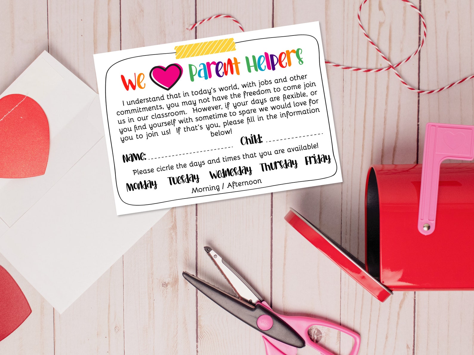 Editable Parent Helpers Teacher Resources Printable, Back to School ...