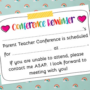 Parent Teacher Conference Reminder, Teacher Mail, Note From the Teacher ...