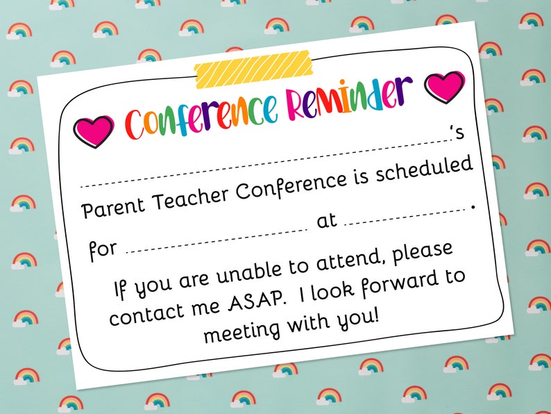 Parent Teacher Conference Reminder, Teacher Mail, Note From the Teacher ...