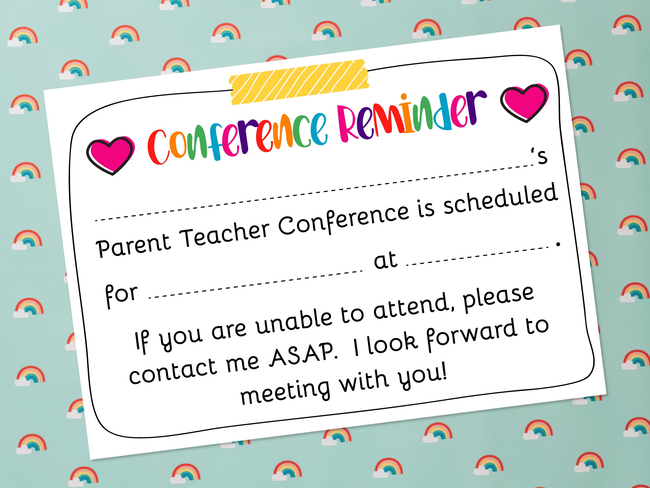 Parent Teacher Conference Reminder, Teacher Mail, Note From the Teacher ...