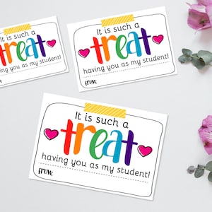 Such A Treat Having You as A Student Valentine's Day Tags, From Teacher ...