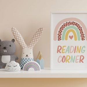 Rainbow Reading Corner Poster, Classroom Decor, Boho Nursery Wall Decor ...