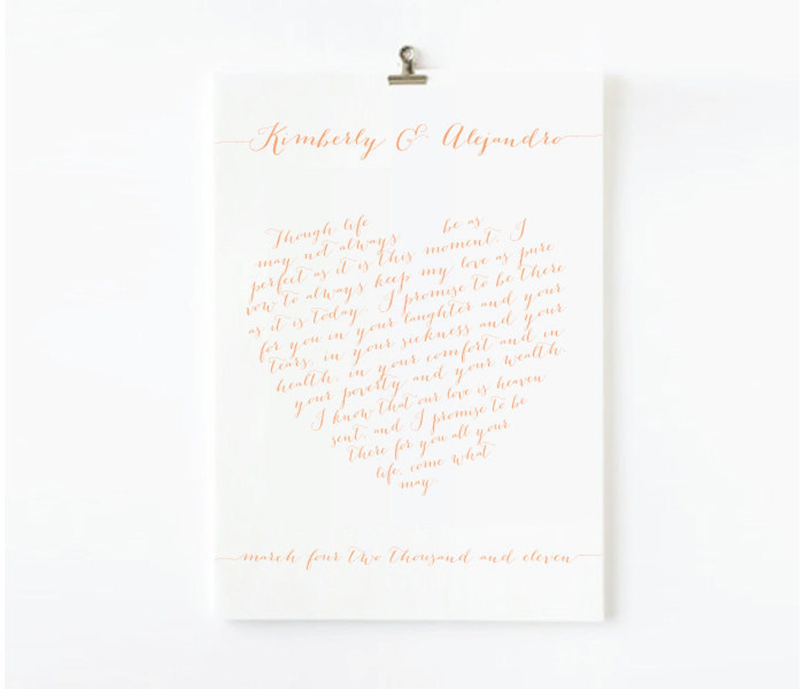 Custom Calligraphy Wedding Vows Design printable Your Vows - Etsy