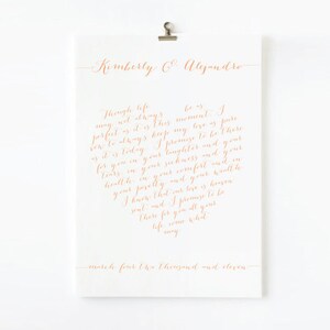 Custom Calligraphy Wedding Vows Design printable Your Vows - Etsy