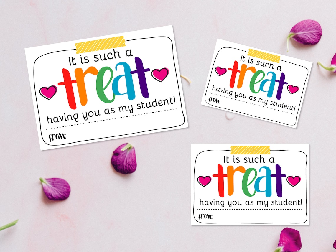 Such A Treat Having You as A Student Valentine's Day Tags, From Teacher ...