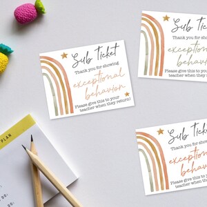 Boho Teacher Resources Sub Ticket Printable, Substitute Teacher ...