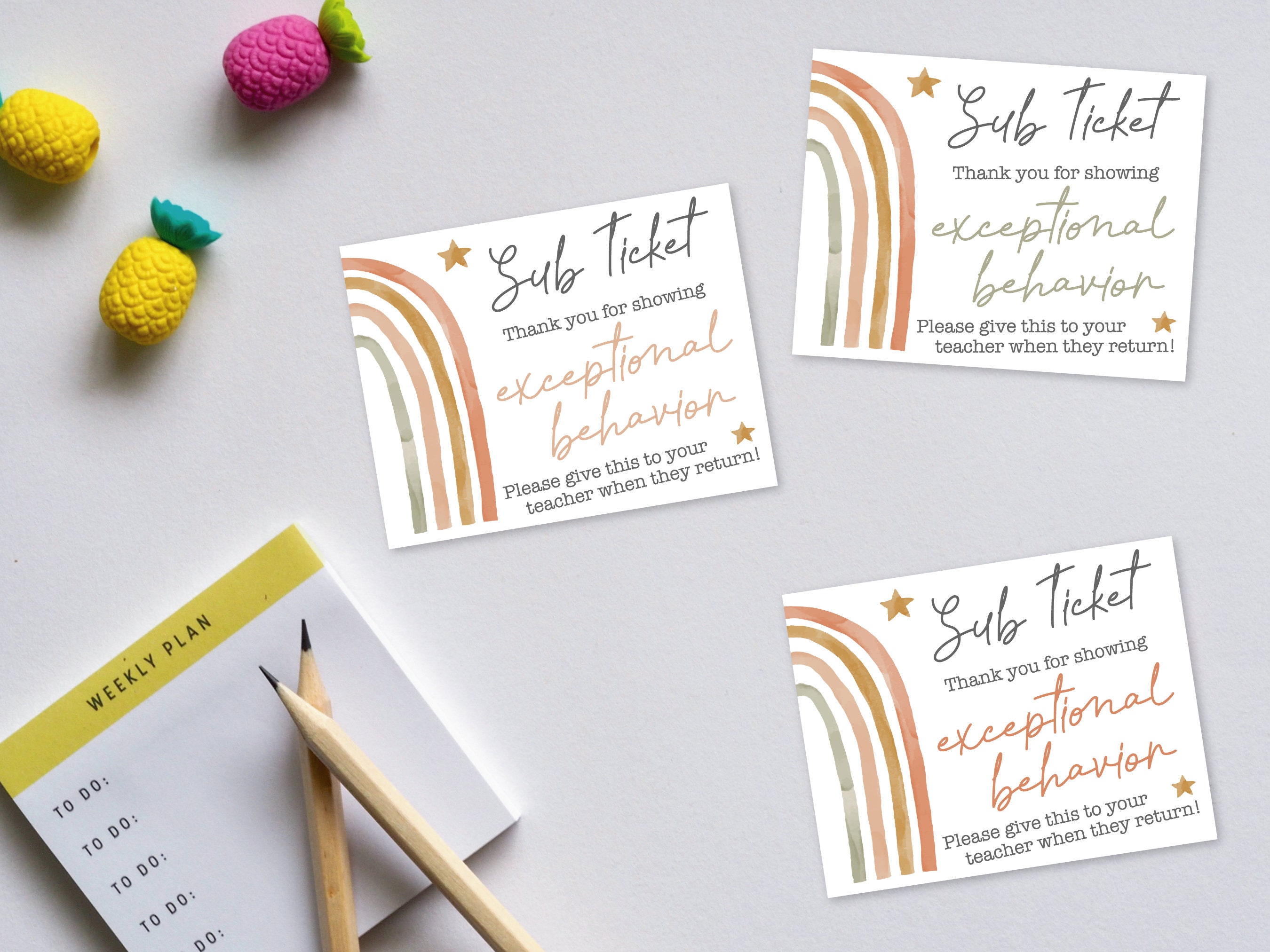 Boho Teacher Resources Sub Ticket Printable, Substitute Teacher ...