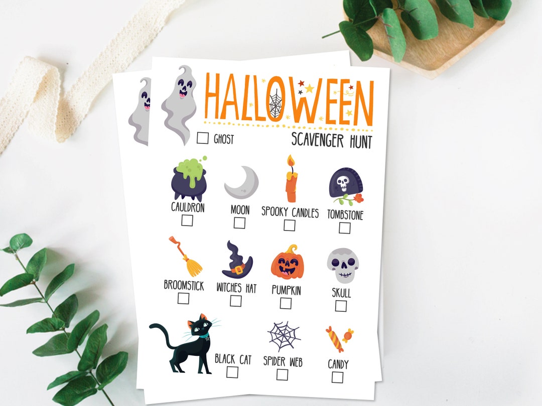 Halloween Scavenger Hunt, Halloween Treasure Hunt Clues, Children ...