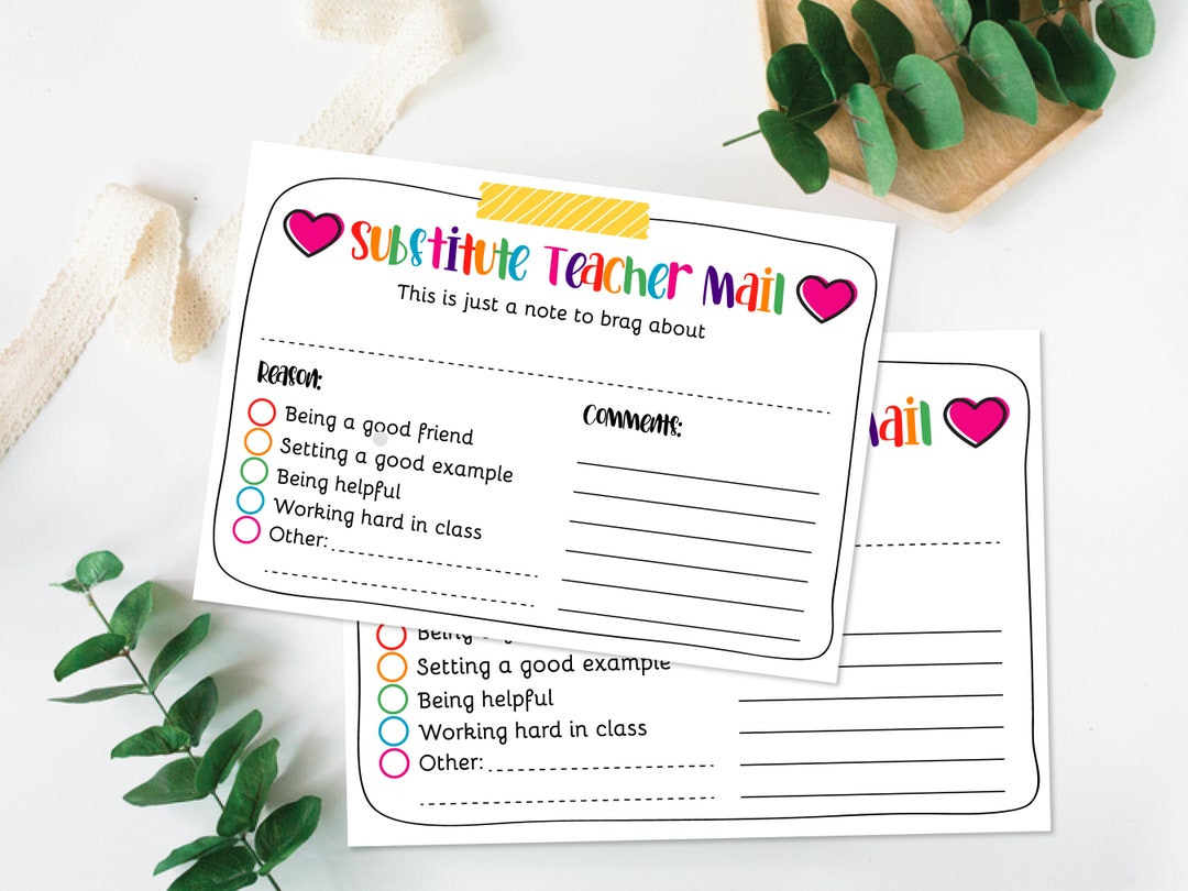 Teacher Resources Sub Teacher Mail Printable, Substitute Teacher, Happy ...