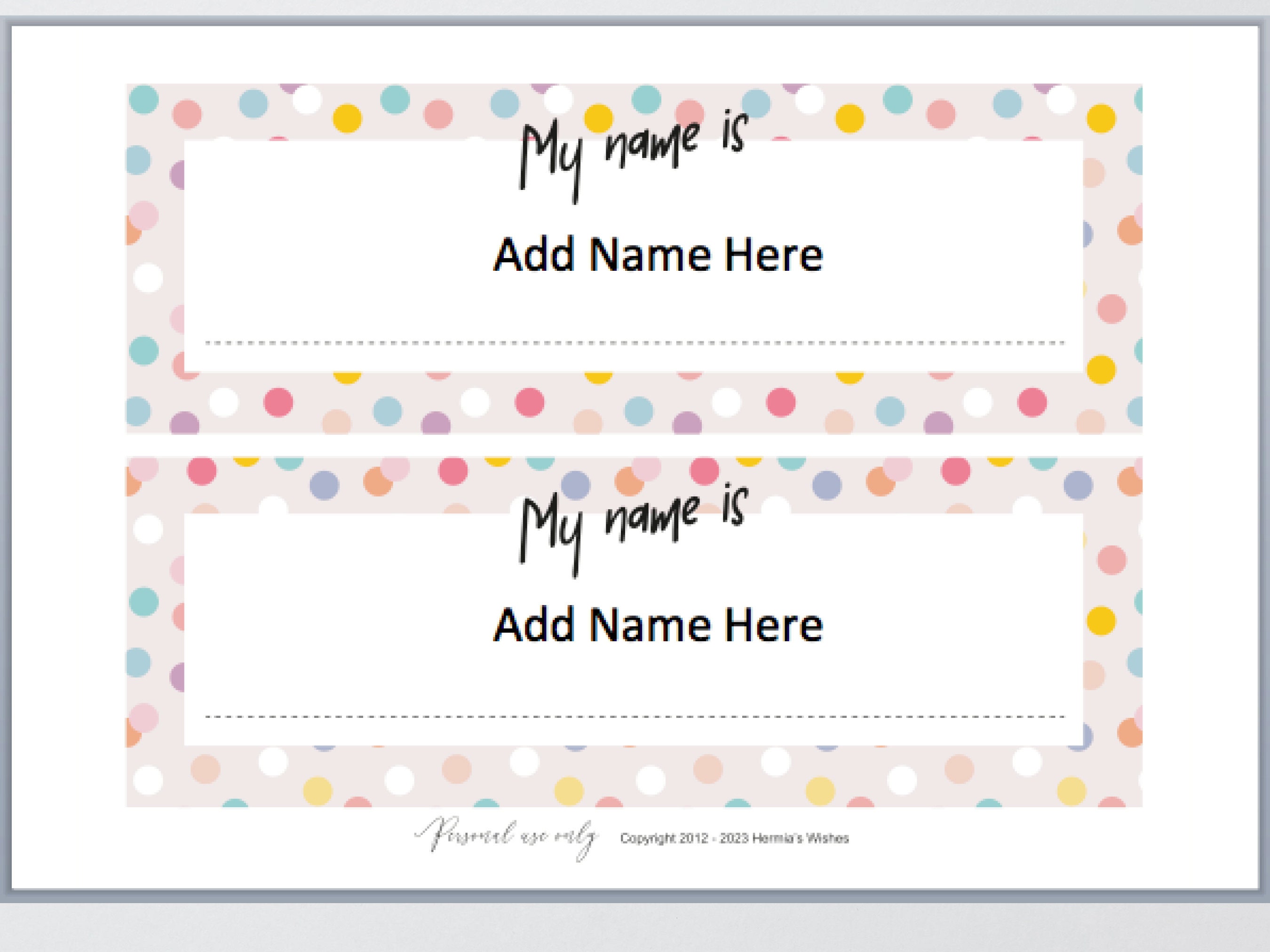 Editable Rainbow Classroom Labels Student Desk Plates Printable, Polka ...