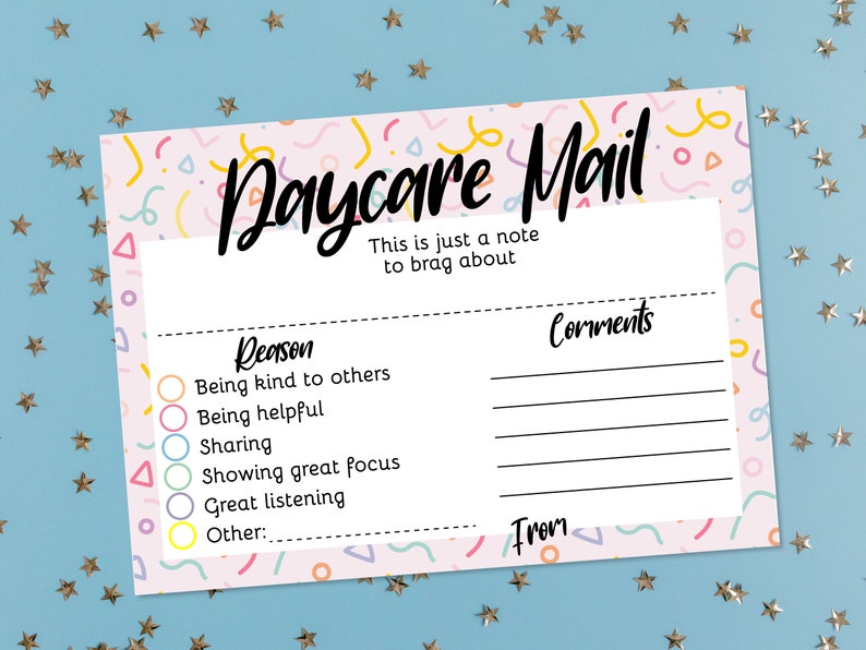 Daycare Mail, Note From Daycare Teacher, Daycare Report, Preschool ...
