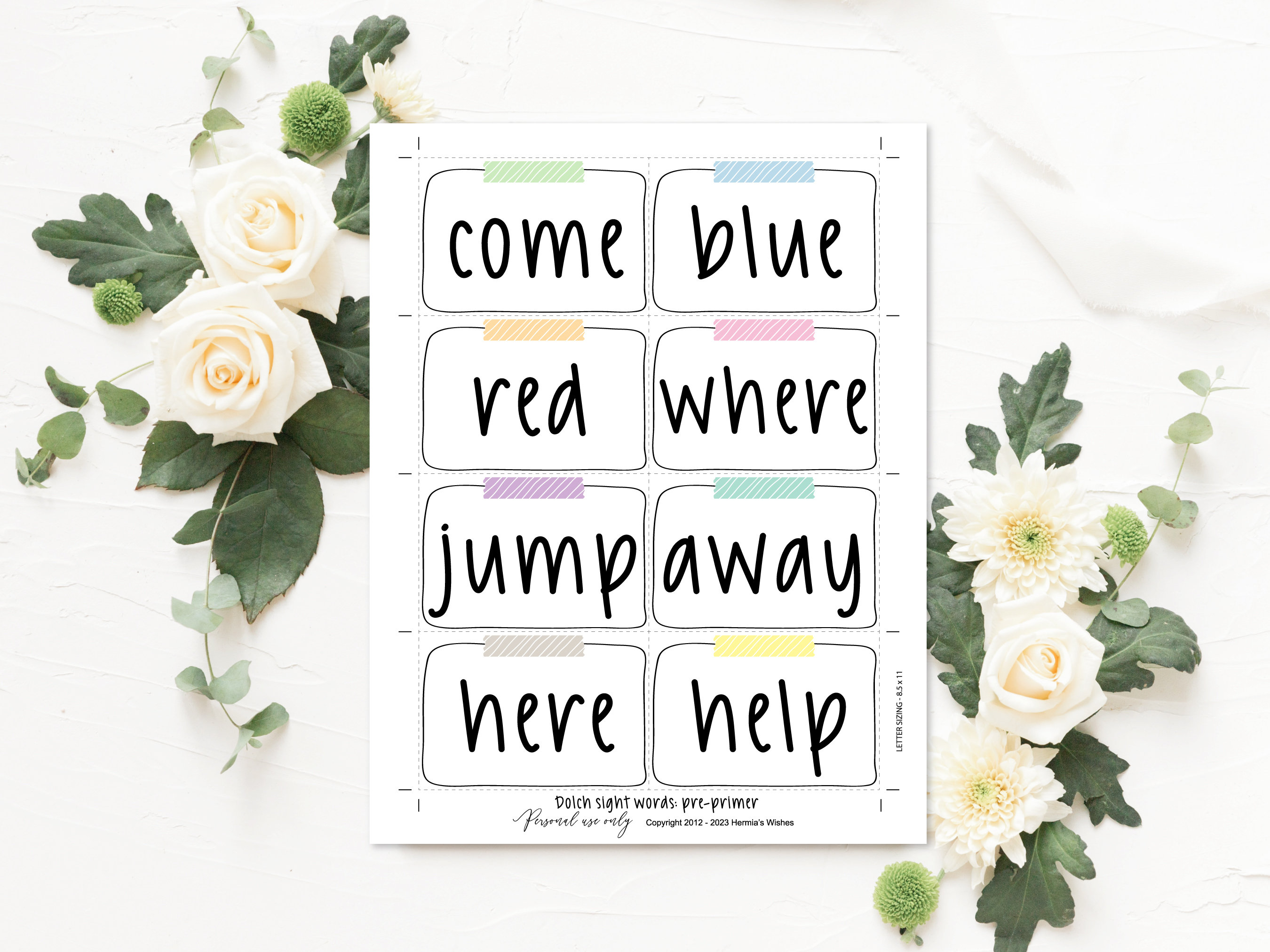 Dolch Printable Flash Cards Pre K Kindergarten Teacher - Etsy