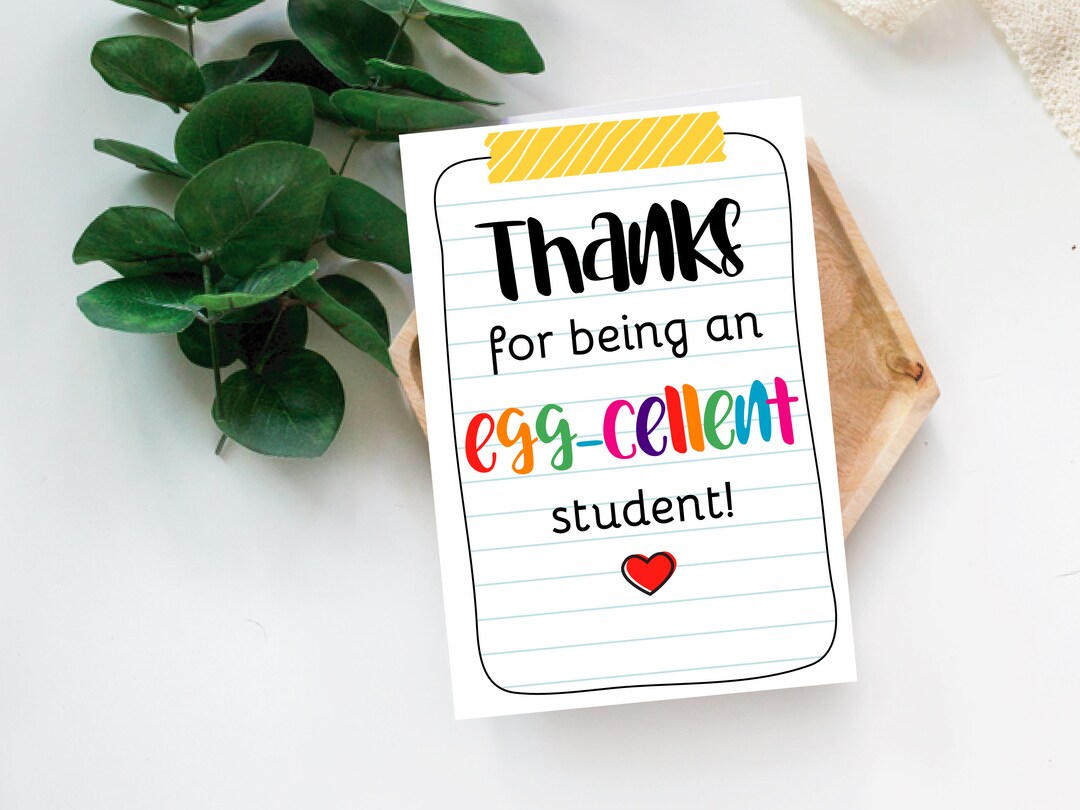 Eggcellent Student Thank You Printable Tag, Graduation Gift, Egg ...