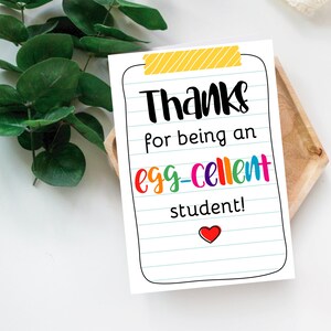 Eggcellent Student Thank You Printable Tag, Graduation Gift, Egg ...