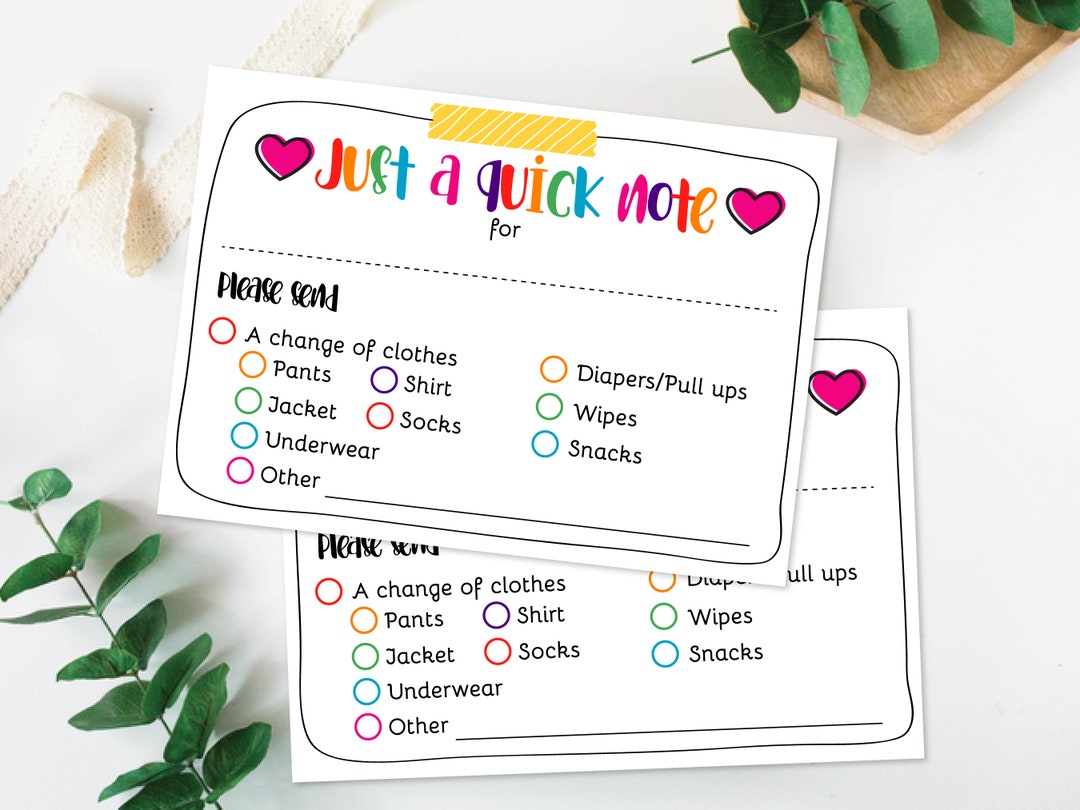 Daycare Mail, Daycare Note Home, Rainbow Daycare Card, Note From ...