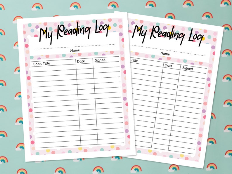 Rainbow Printable Reading Log, Classroom Activity, Classroom Template ...