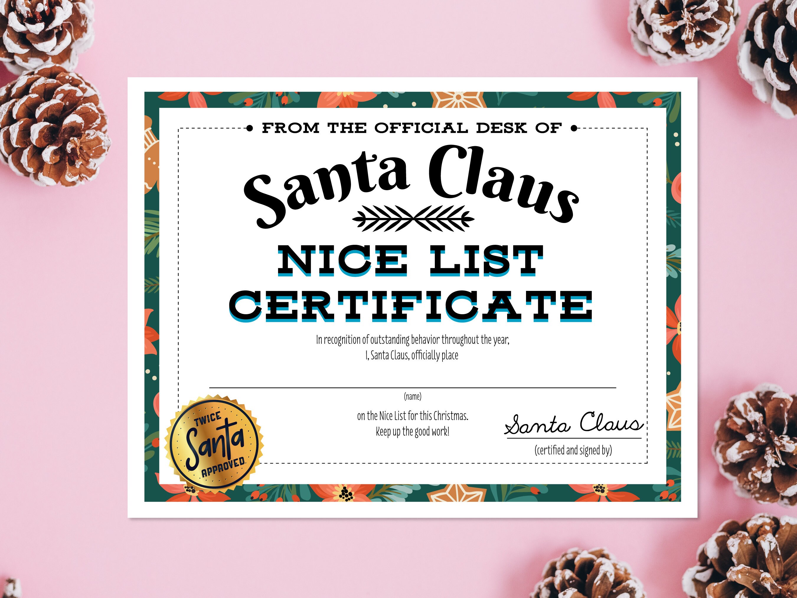 Nice List Certificate, Santa's Nice List Certificate, Santa Nice List ...